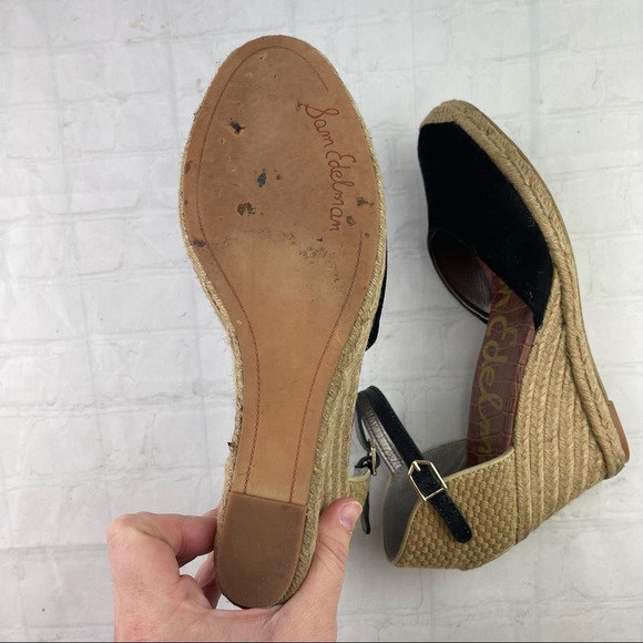 Sam Edelman | Shoes | Sam Edelman Harmon Black Suede Espadrille Wedge ...